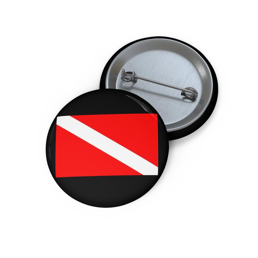 Scuba Diving Flag Pin Button, Diver Down, Gift for Scuba Diver, Diver ...