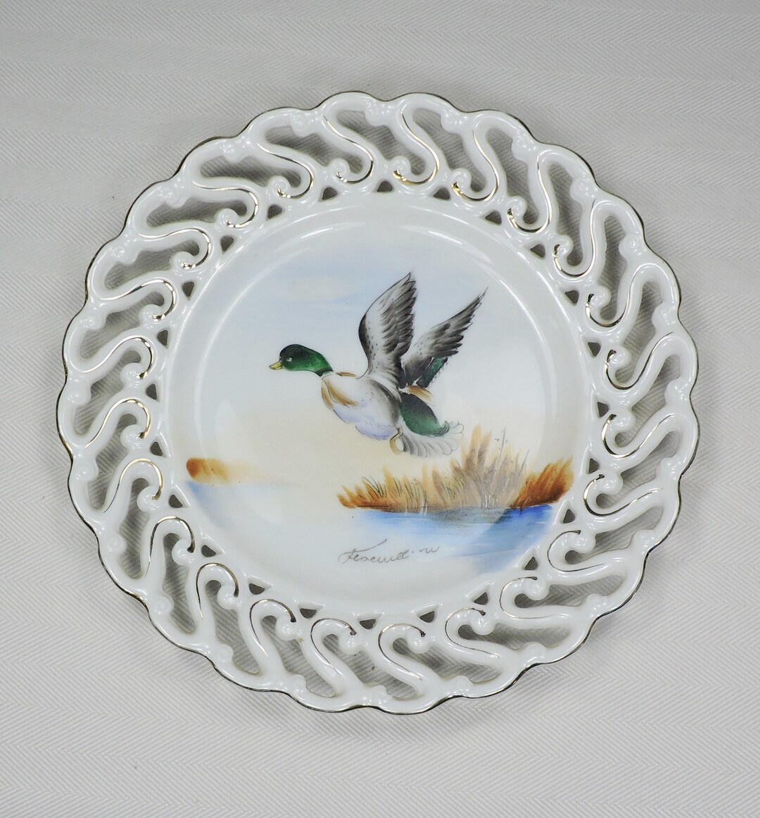 Duck Plate Hand Painted Duck Plate Reticulated Plate - Etsy