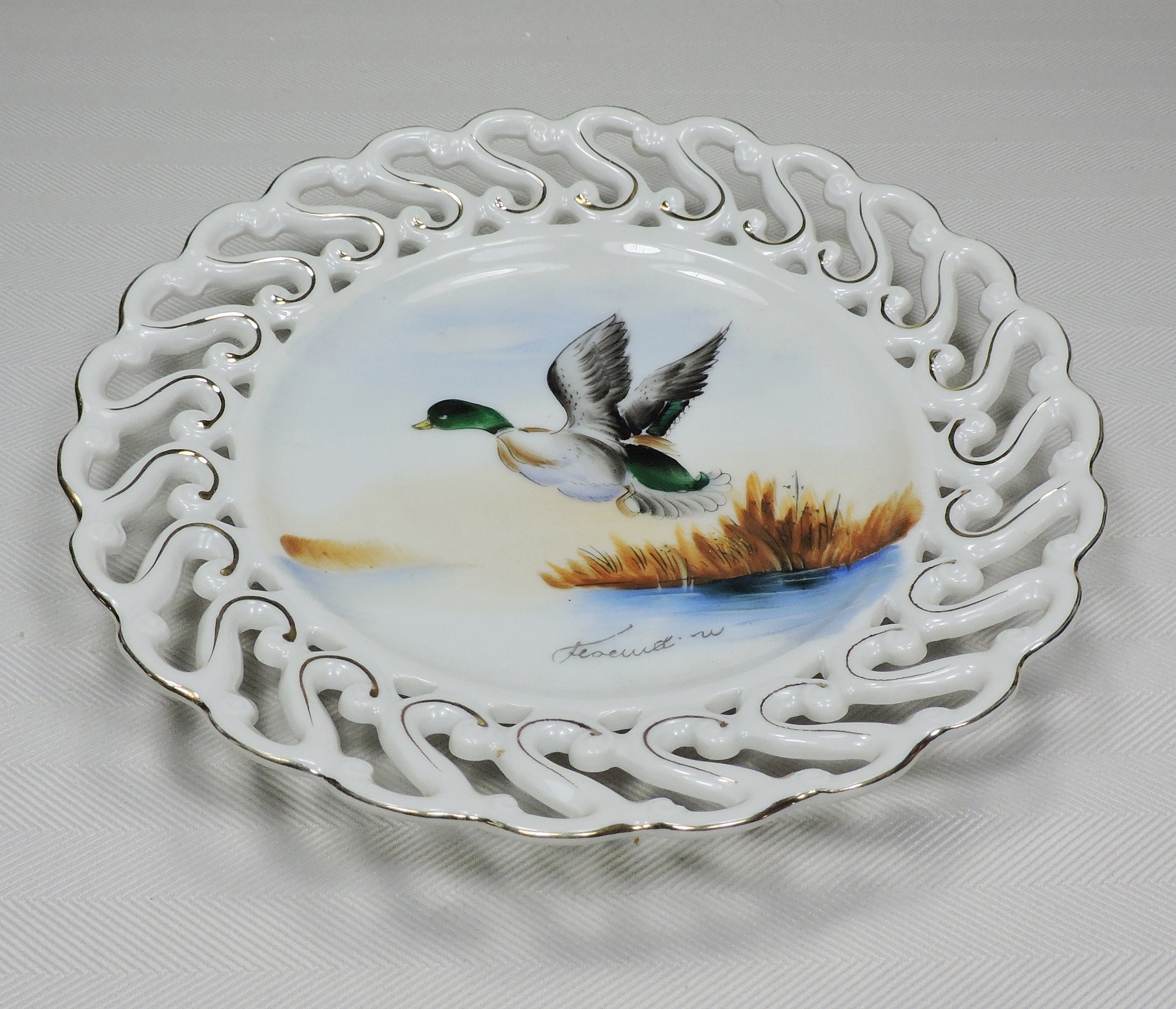 Duck Plate Hand Painted Duck Plate Reticulated Plate - Etsy