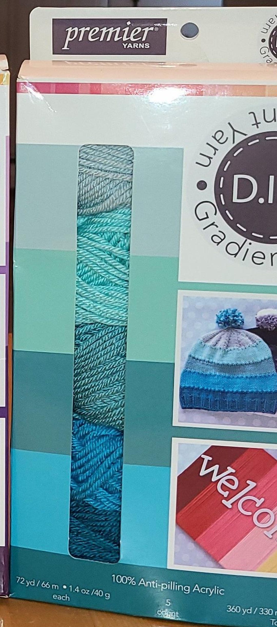 Premier Gradient Yarn BLUE Box NEW 1 DIY Knit or Crochet a Hat and ...