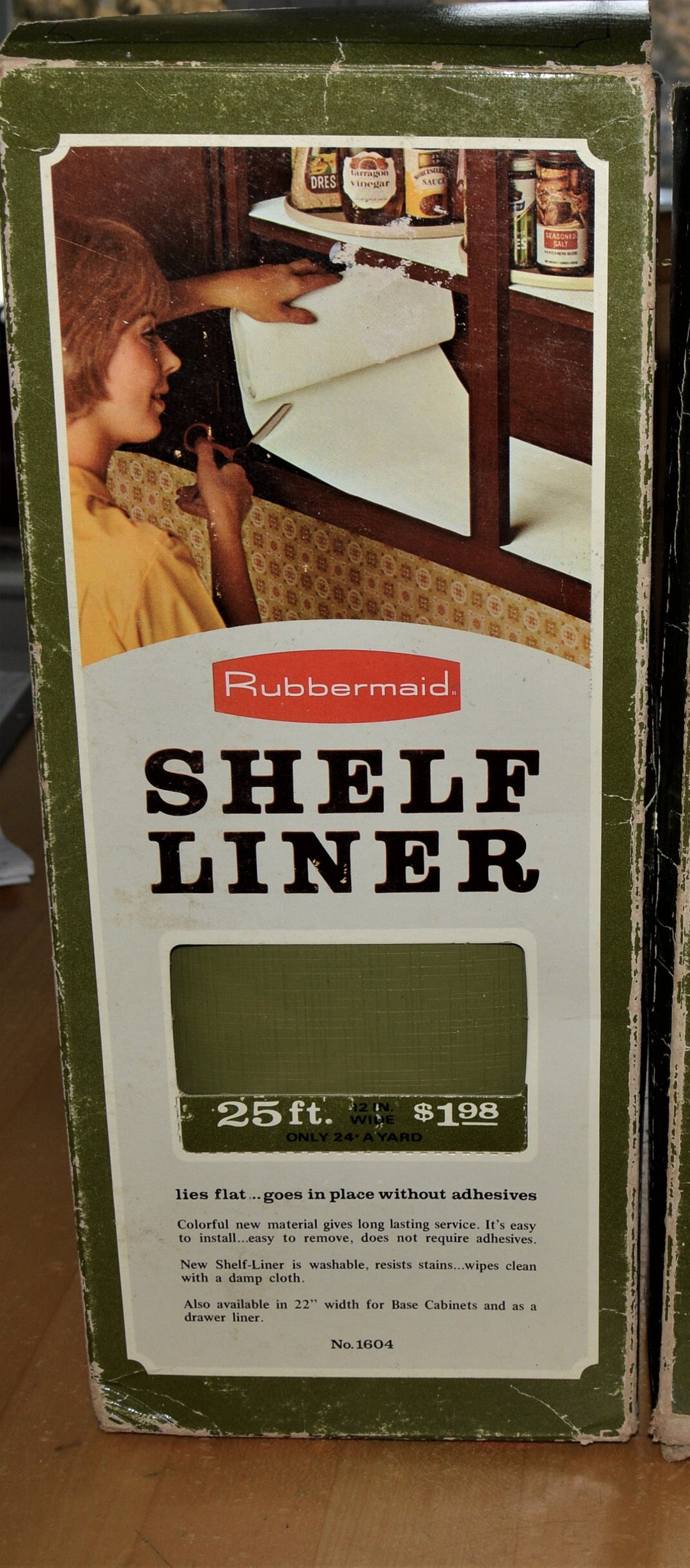 Vintage 1968 RUBBERMAID Retro Shelf Draw Liner AVACADO GREEN 25ft X12in ...