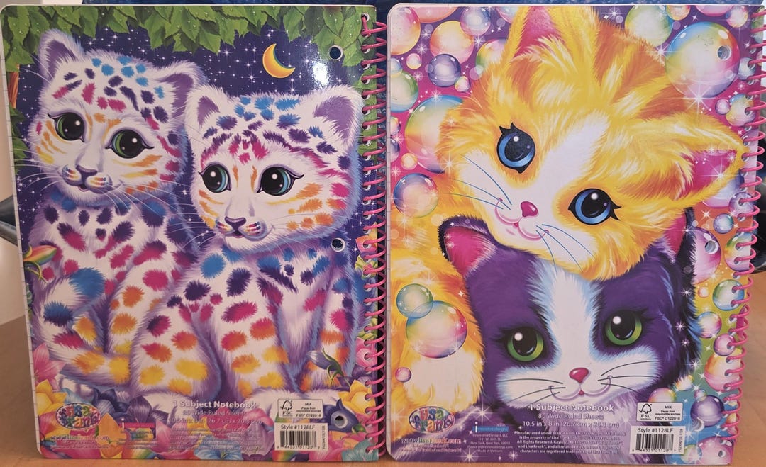 LISA FRANK 2 Spiral Notebook Sasha Shanti/snow Lepard Cat's Shimmer ...