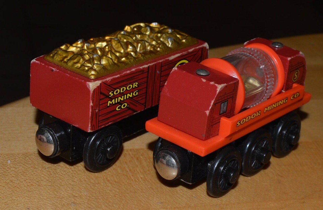 Thomas the Tank Train Engine Vintage Sodor Gold Mining Cars Wooden Wood ...