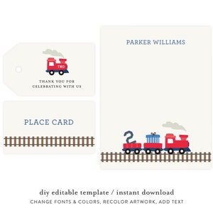 Train Party Thank You Notes and Gift Tag | Train Party, Train Birthday ...