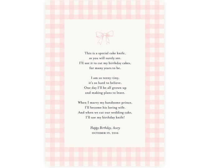 DIY Birthday Cake Knife Poem Printable - Etsy