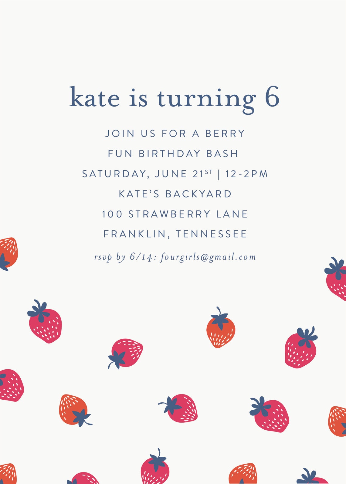 Strawberry Invitation | Strawberry Birthday, Strawberry Party, First ...