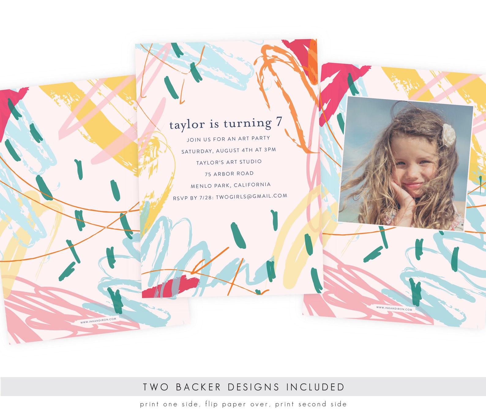 Art Party Invitation W/ Picture Art Birthday Invitation Art | Etsy