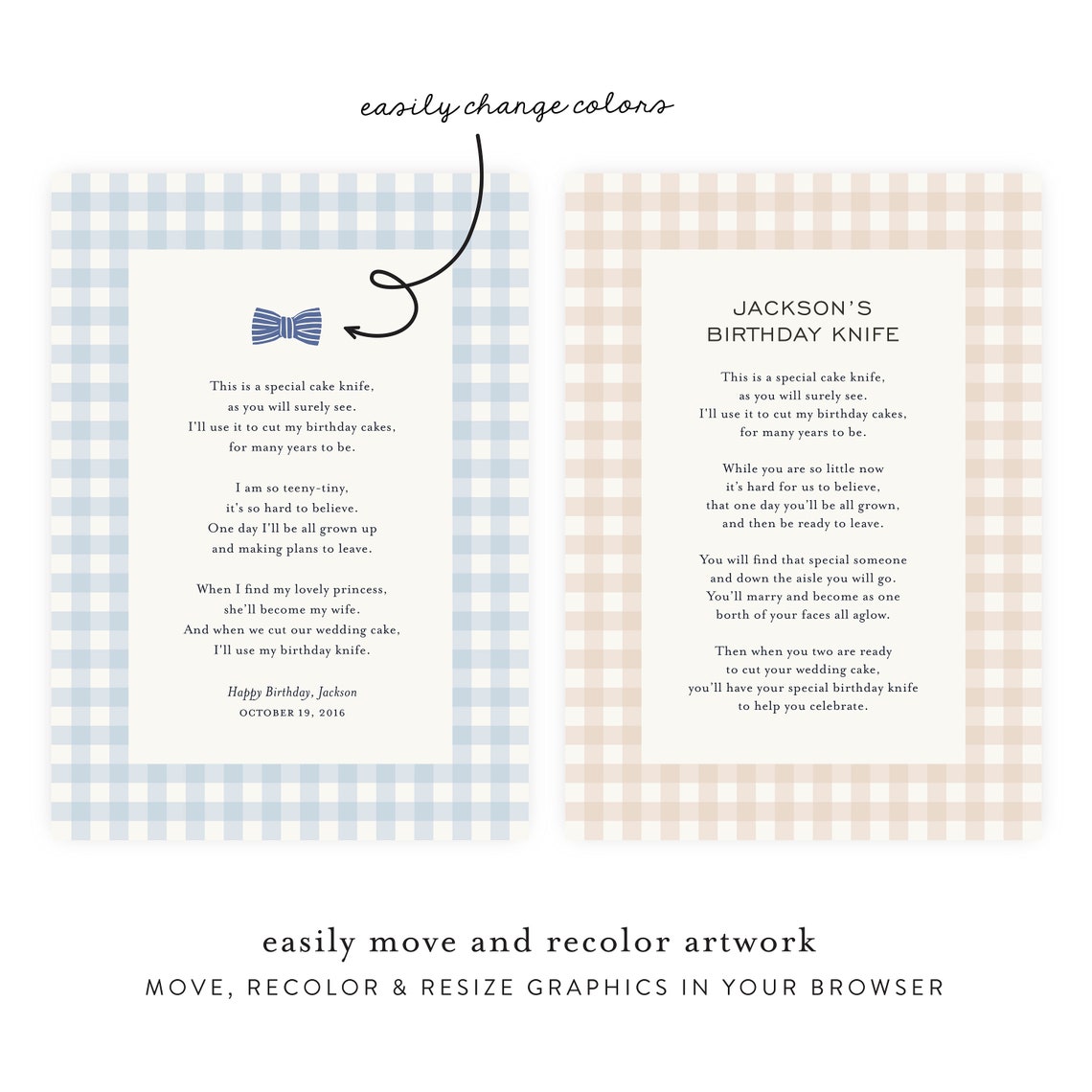 Birthday Cake Knife Poem | Printable Template - Etsy