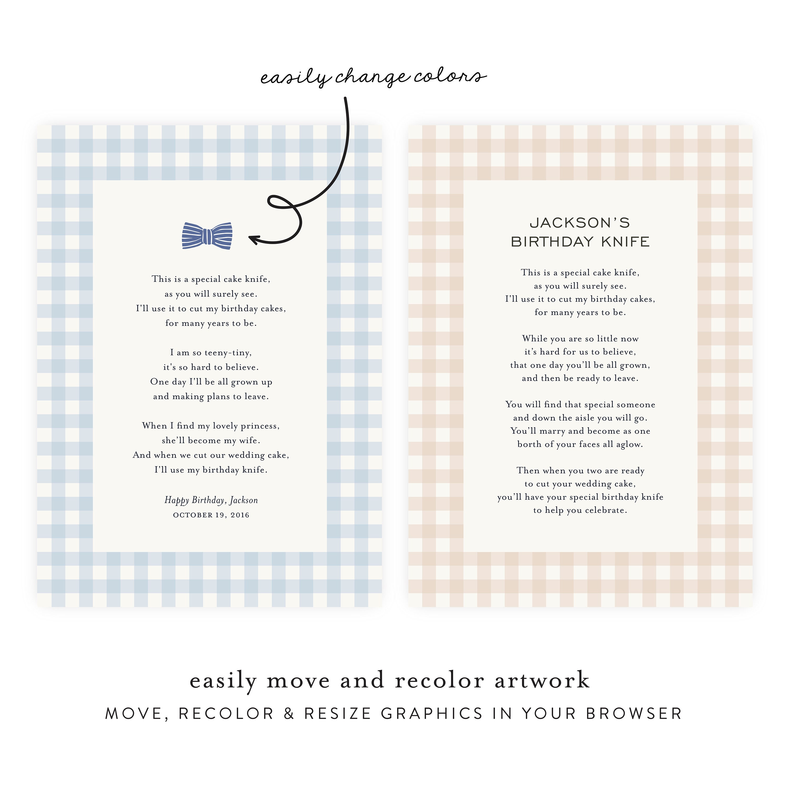 Birthday Cake Knife Poem | Printable Template - Etsy