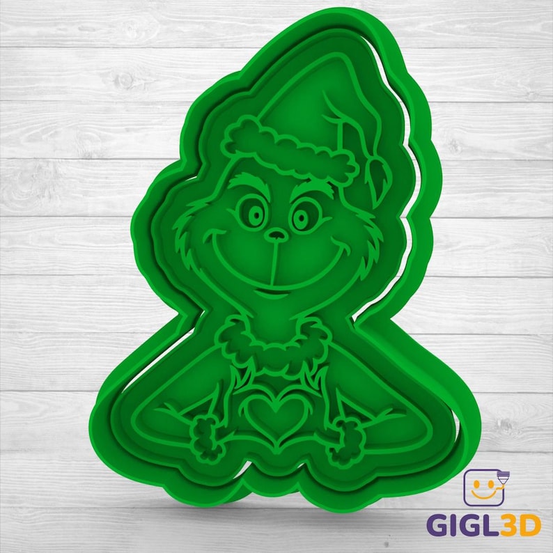 5-pack Grinch Cookie Cutters STL | 3D Printing | Cookie and Dough Molds ...