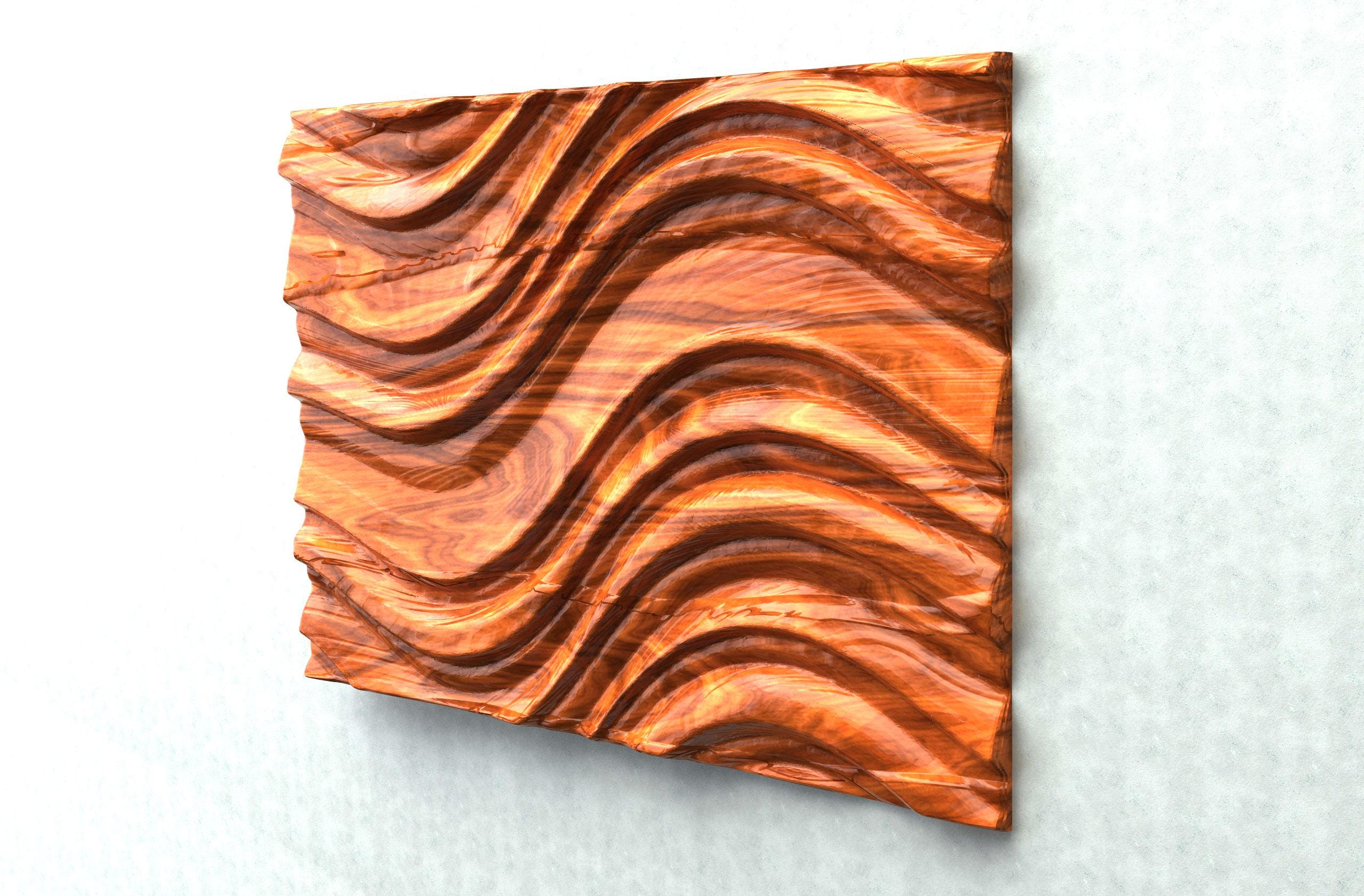 Wavy Waves Wood Wall Decor CNC File: 3D STL Model - Etsy