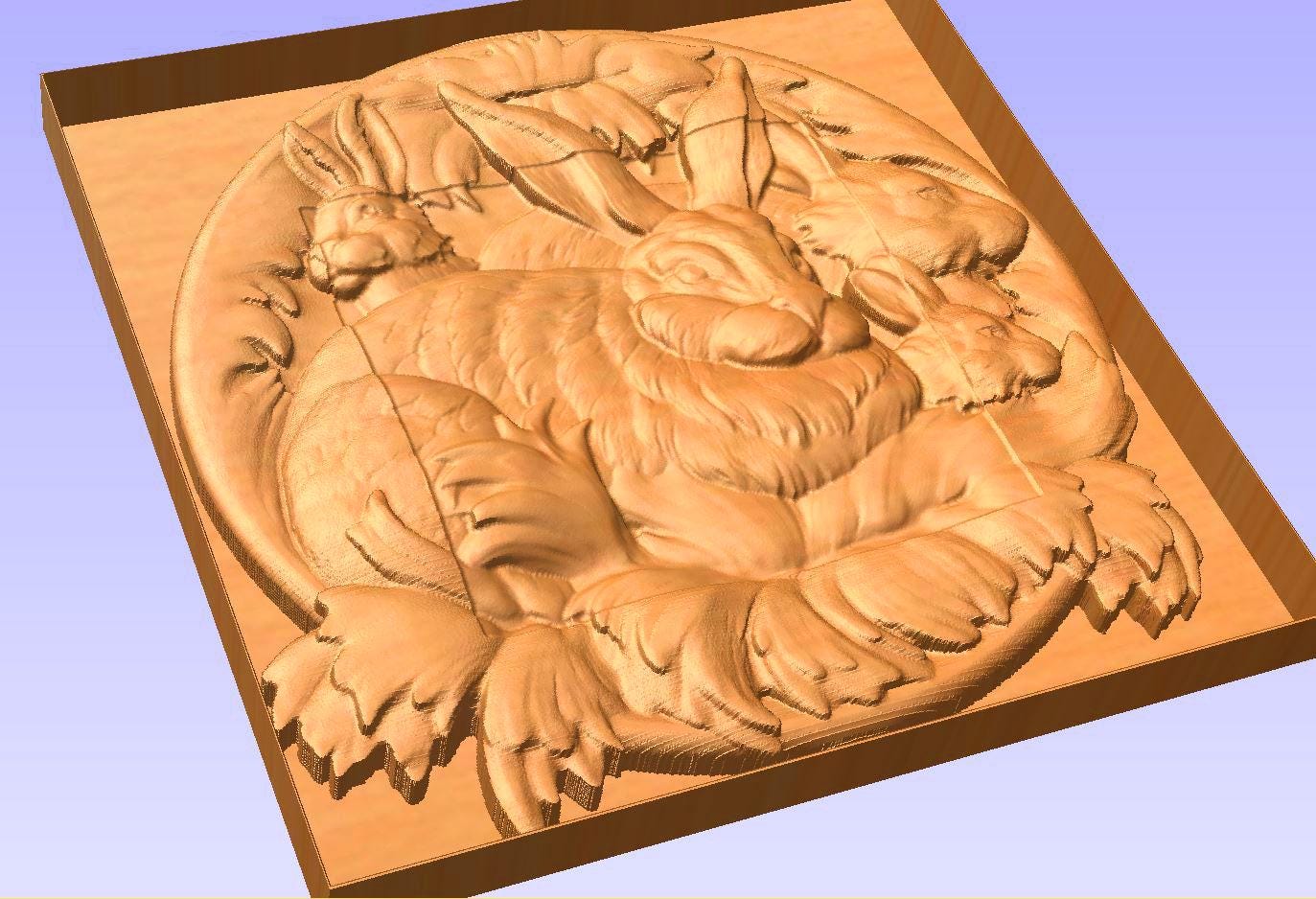 Rabbit Family 3D Relief Model: CNC Carving File (digital Download) - Etsy