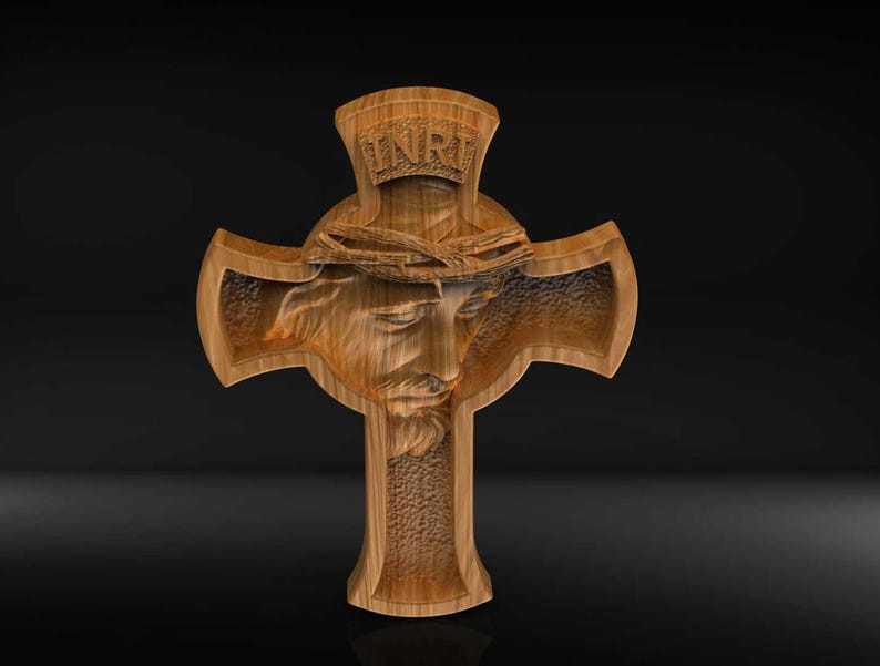 Jesus Cross STL File – INRI Crucifix 3D Model for CNC - Etsy