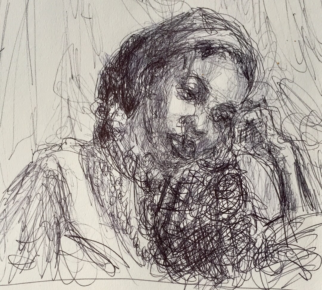 Portrait - Custom Drawing or Print Art of Original Sketch of Woman in ...