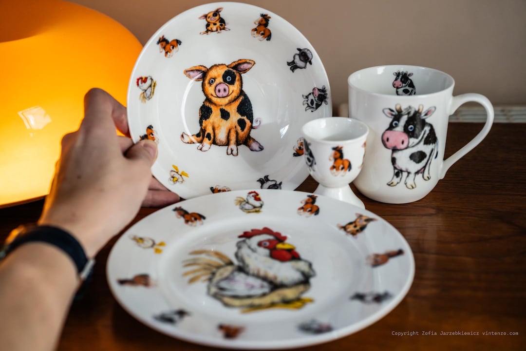 Farm Animals Ceramic Kids Set, Leonardo Collection - Etsy