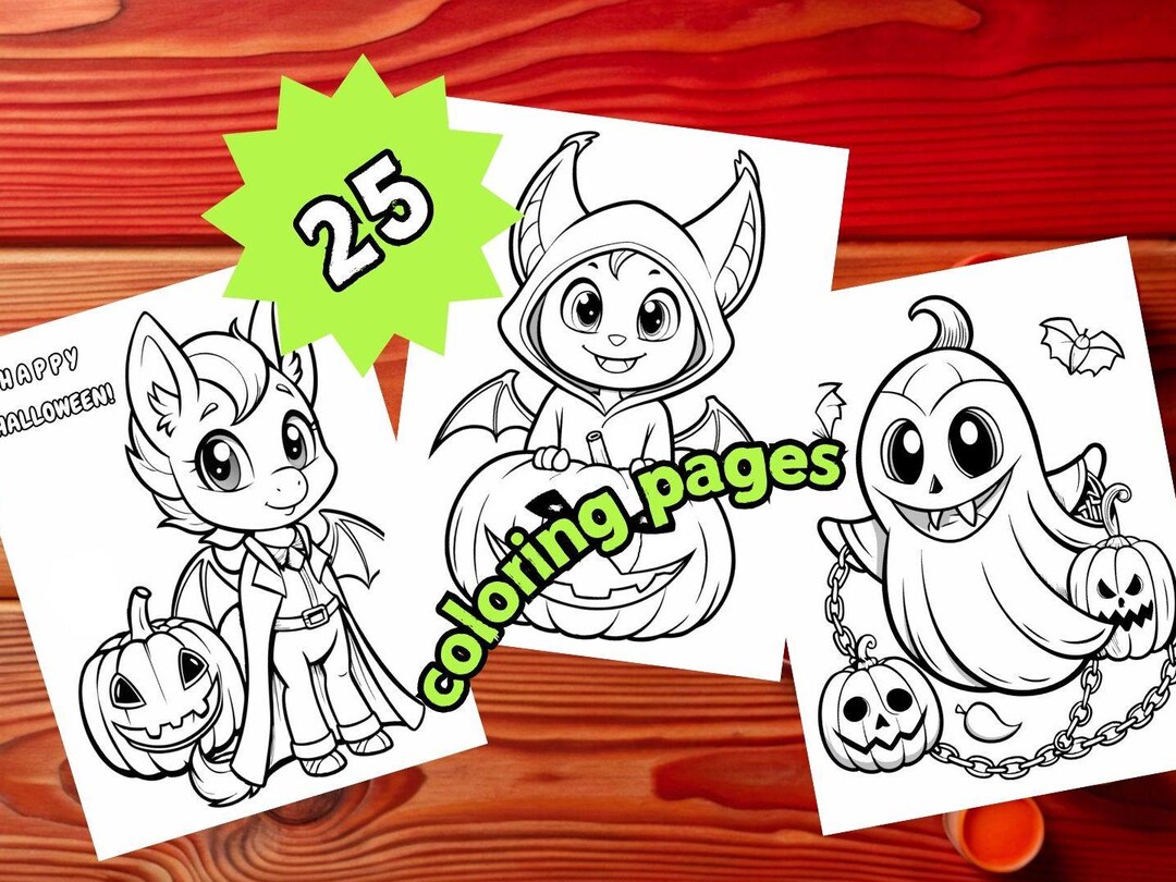 25 Halloween Coloring Pages Kawaii Monsters Printable Cute Pumpkin and ...