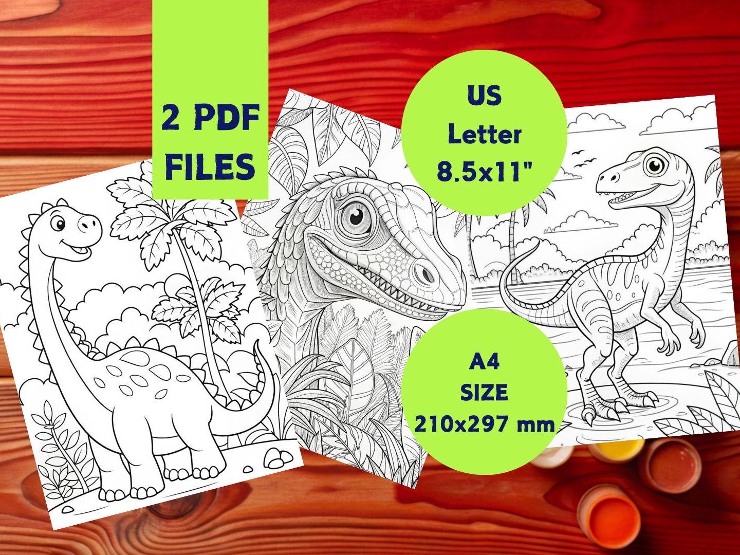Easy Dinosaur Coloring Pages Cute Dinosaurs Coloring Book for Kids and ...