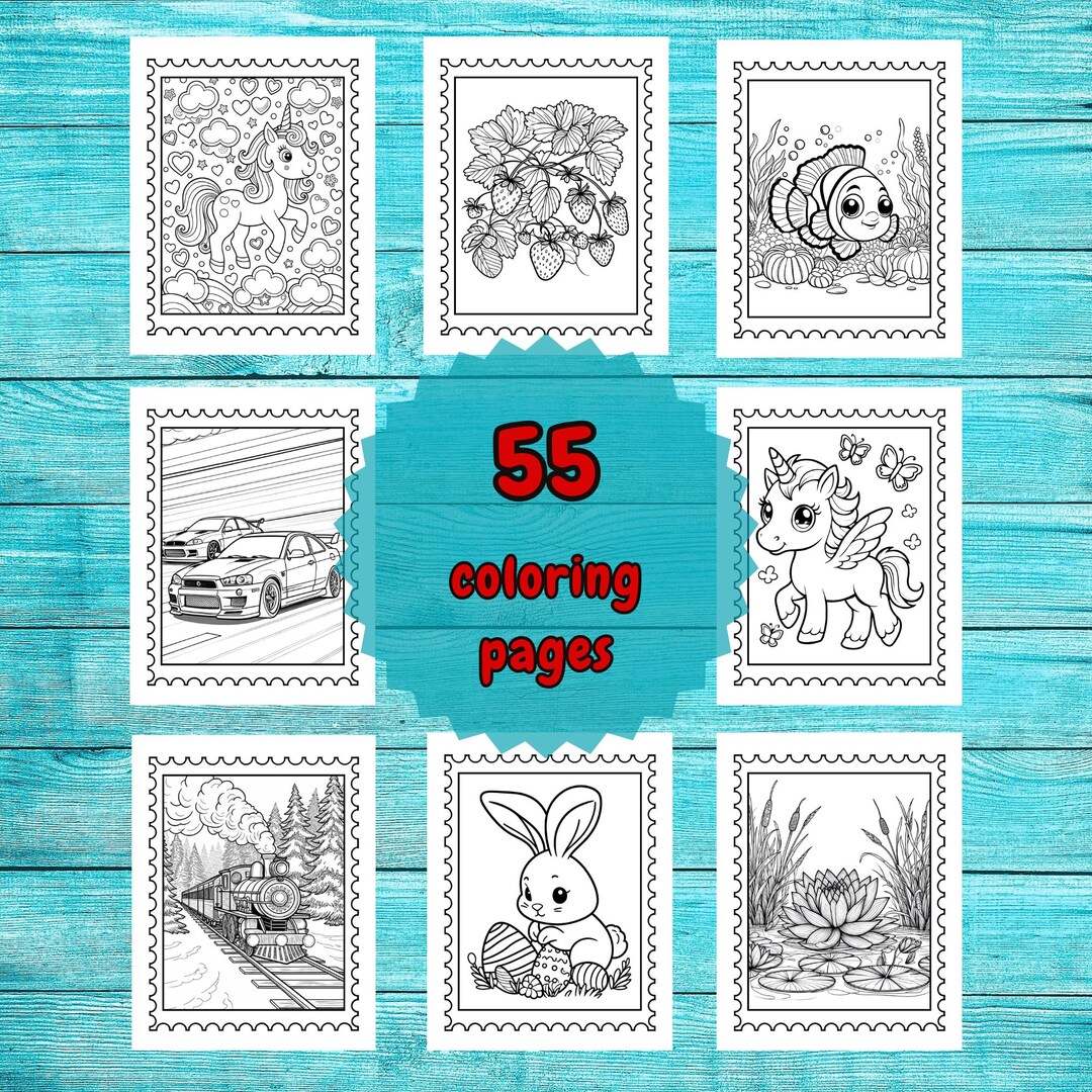 55 Stamp-style Coloring Pages for Kids & Adults | Fun Postage-inspired ...