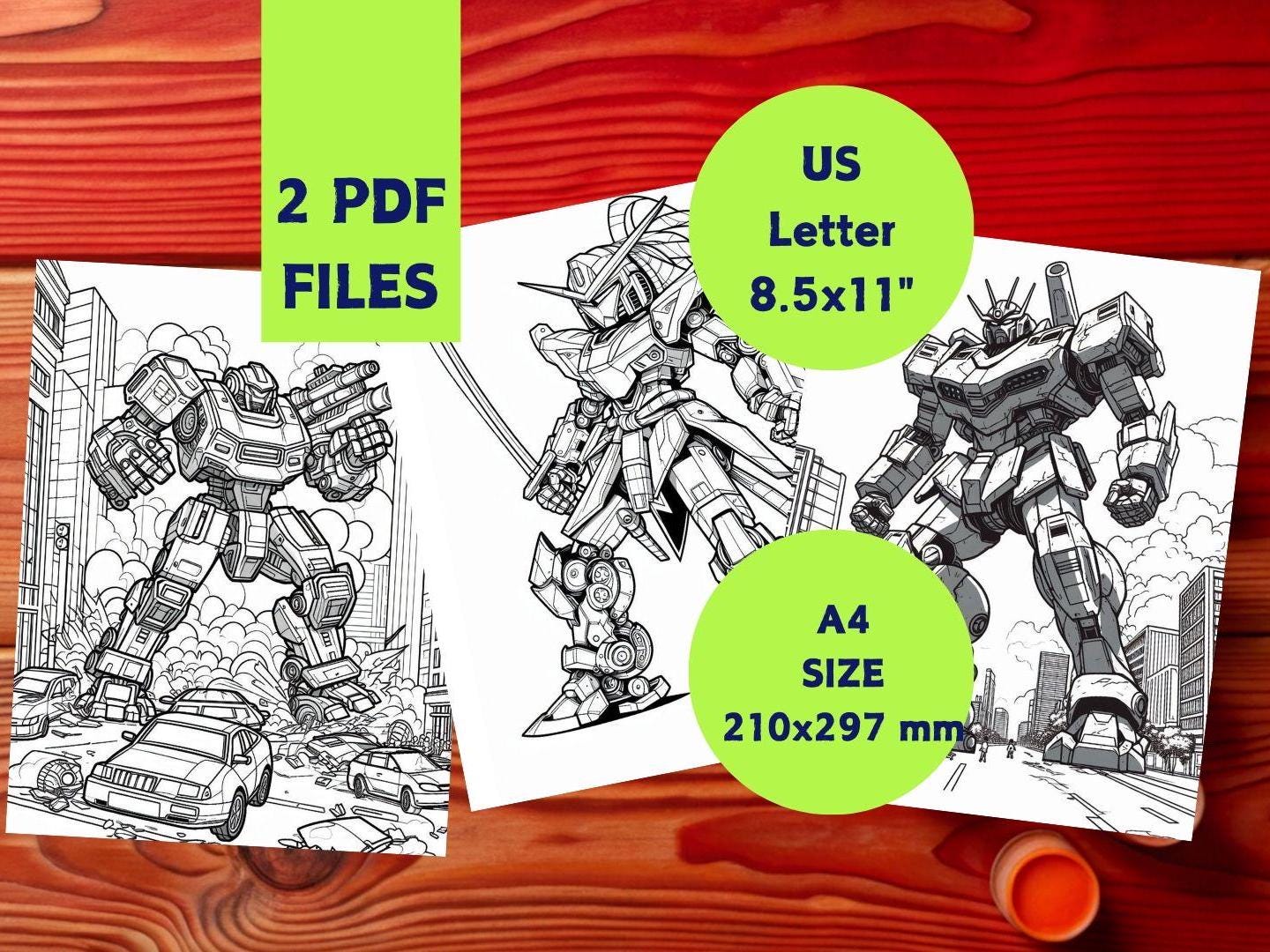 Robot Coloring Pages Combat Robots Cyborgs Robot Digital Printable ...