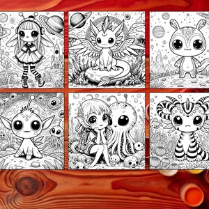 30 Kawaii UFO Coloring Pages for Kids and Adults Cute Aliens Printable ...