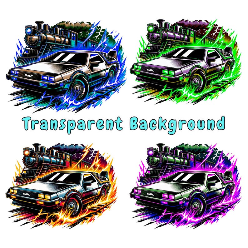 DMC Delorean "back to the Future" Inspired Clipart Bundle Retro Car ...