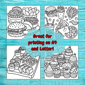 Easy 25 Food & Drink Coloring Pages Cute Coloring Book Food for Kids ...