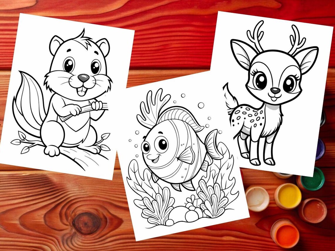 40 Kawaii Animals Coloring Pages for Kids (printable PDF) - Etsy