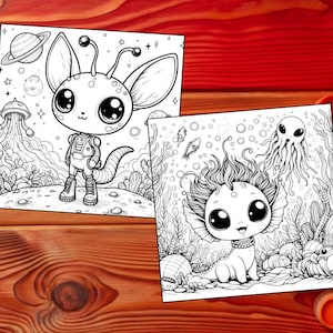 30 Kawaii UFO Coloring Pages for Kids and Adults Cute Aliens Printable ...