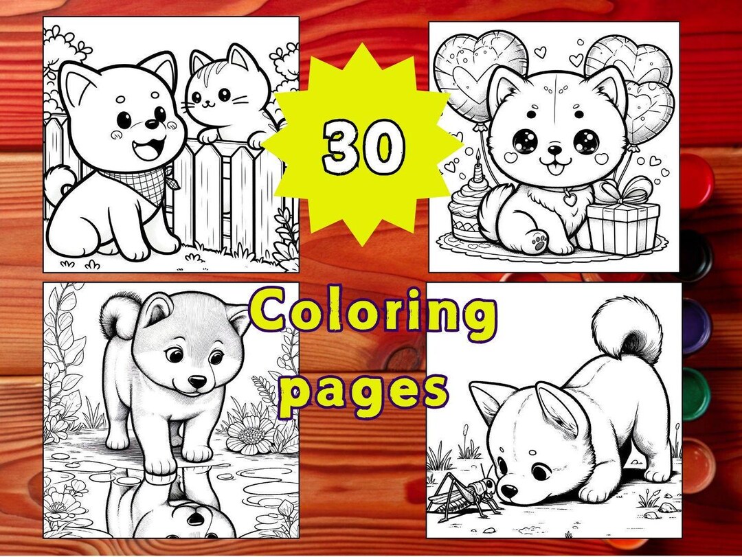 Kawaii Shiba Inu Coloring Pages | Cute Puppy Book for Kids & Adults ...