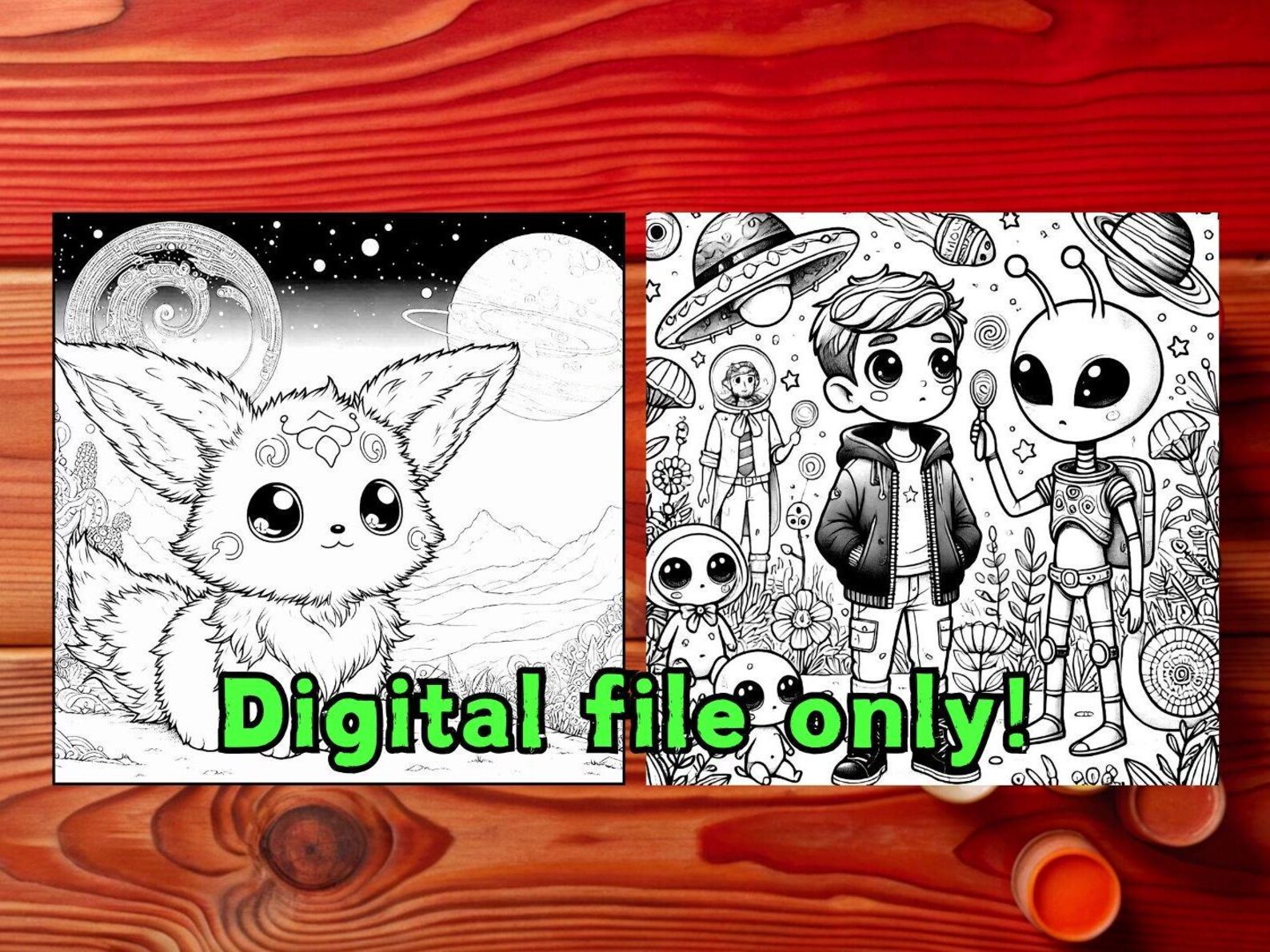 30 Kawaii UFO Coloring Pages for Kids and Adults Cute Aliens Printable ...