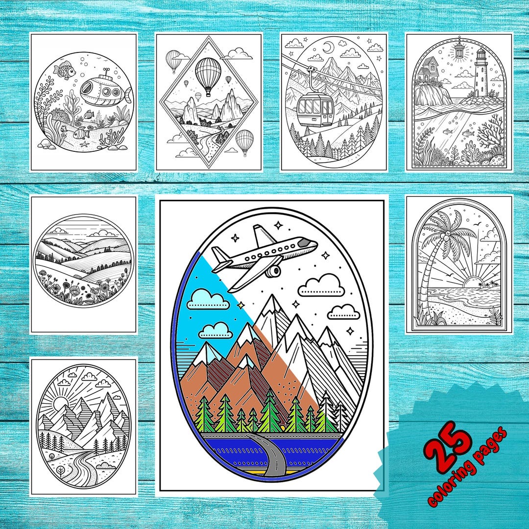 25 Coloring Pages for Kids and Adults Easy Minimalist Scenery With ...