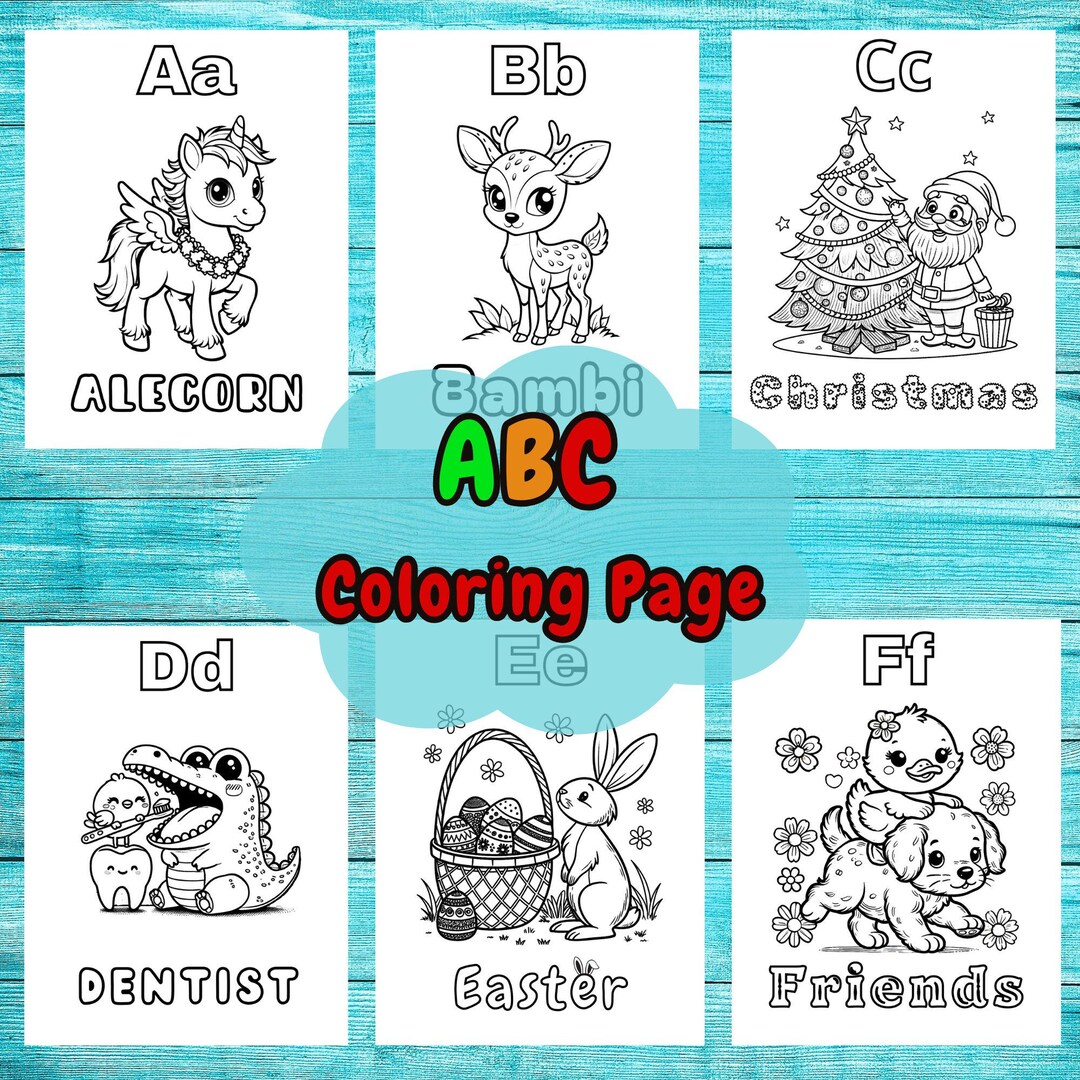 Kawaii ABC Coloring Pages | Funny Alphabet Learning Book | Baby Shower ...