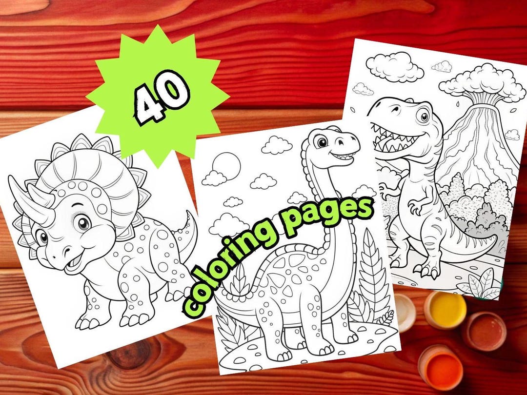 Easy Dinosaur Coloring Pages Cute Dinosaurs Coloring Book for Kids and ...