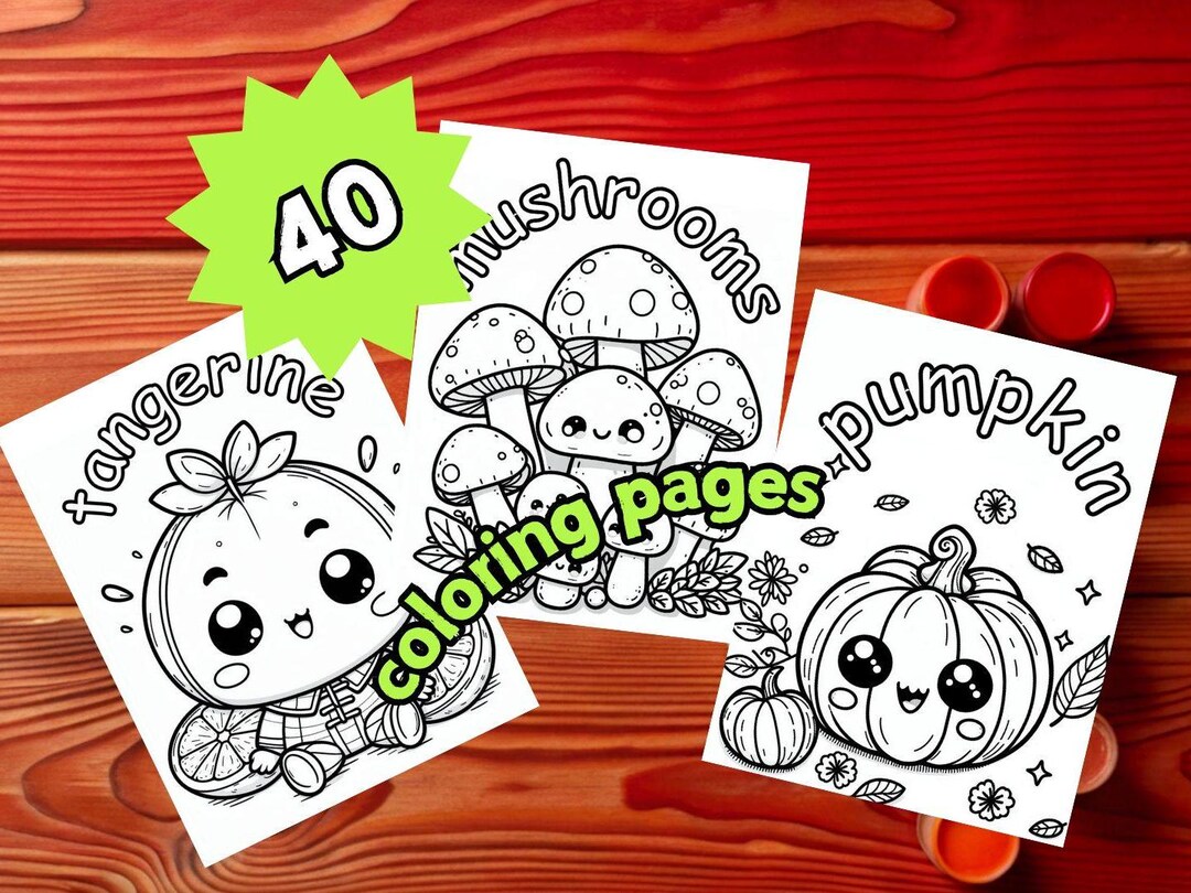 Kawaii Fruits and Vegetables Coloring Pages Cute Fruit Coloring Book ...