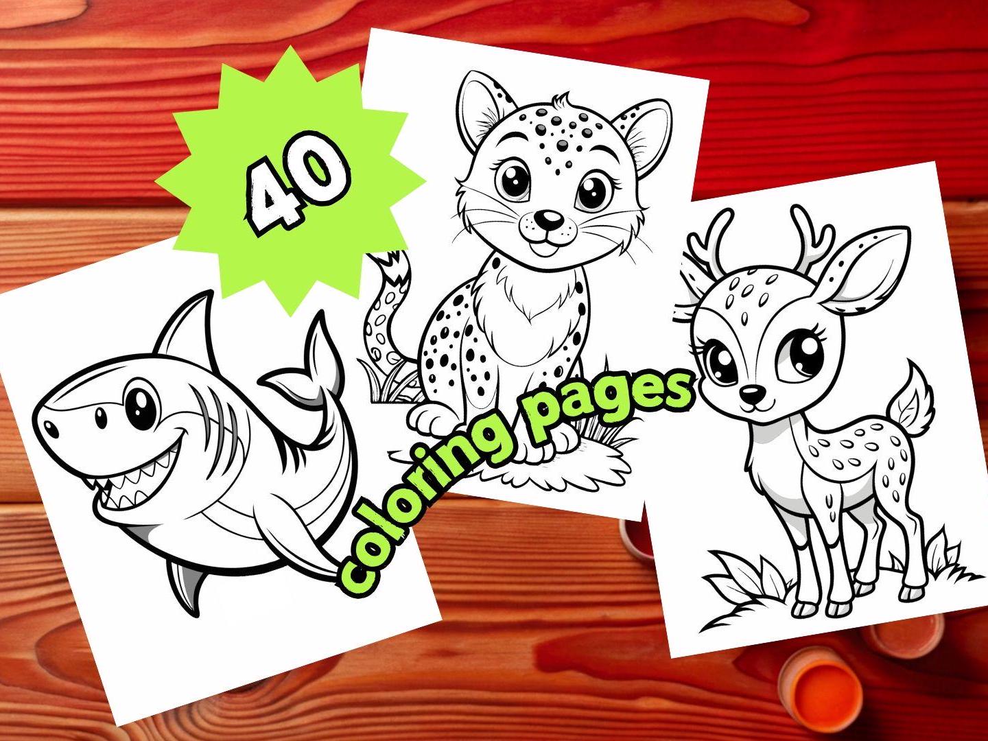 40 Coloring Pages Kawaii Animals Printable PDF Easy Cute Coloring Book ...