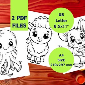 40 Coloring Pages Kawaii Animals Printable PDF Easy Cute Coloring Book ...