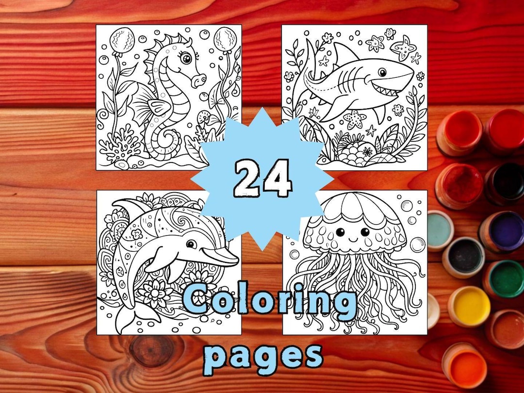 24 Kawaii Sea Animals Coloring Pages – Ocean Life Printable Book for ...