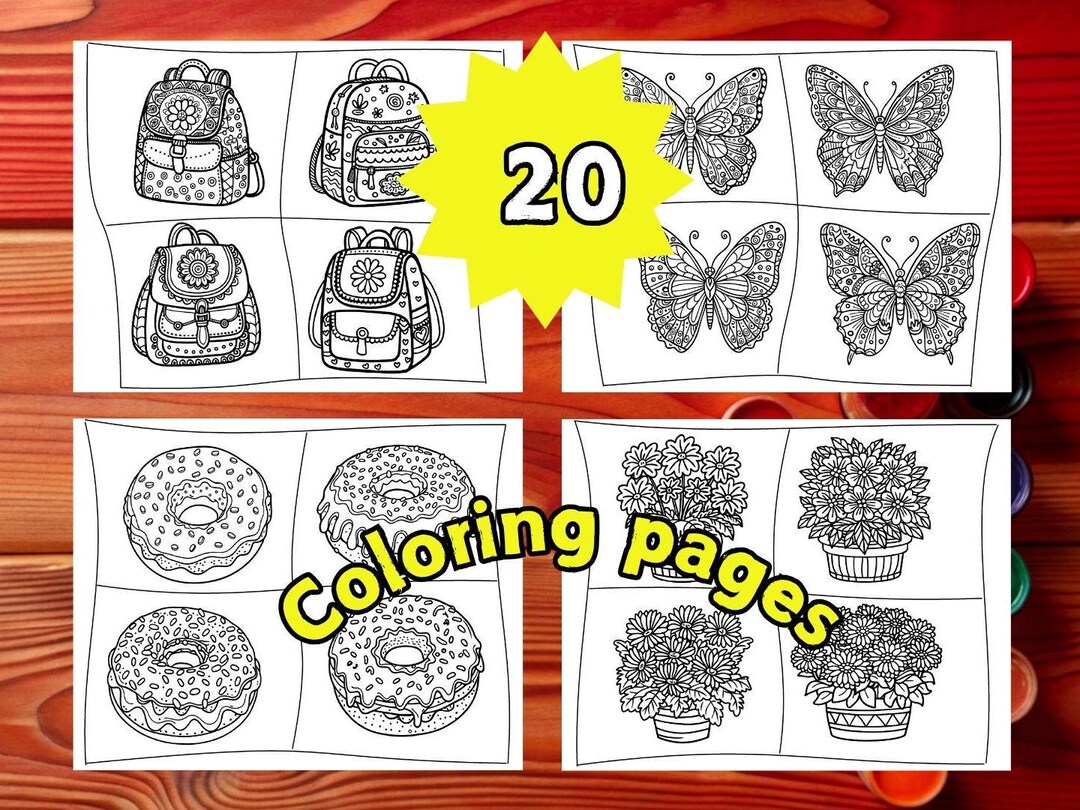 Girly Coloring Book Easy Preppy Coloring Pages for Kids Horizontal ...