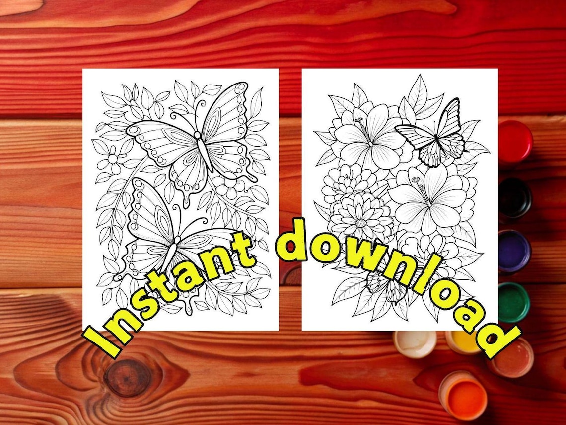 30 Coloring Pages Butterflies and Flowers Cute and Easy Butterflies ...