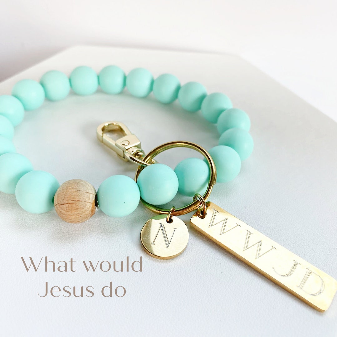 WWJD Keychain Wristlet, What Would Jesus Do Beaded Wristlet, WWJD ...