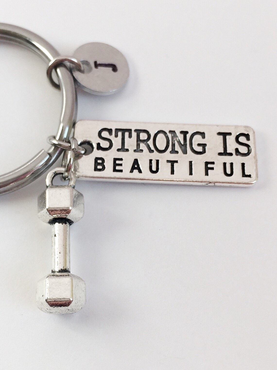 Strong Is Beautiful Keychain. Fitness Keychain. Dumbbell | Etsy