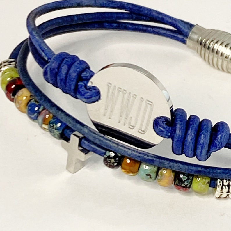 WWJD Leather Cross Bracelet Confirmation Gift Leather - Etsy