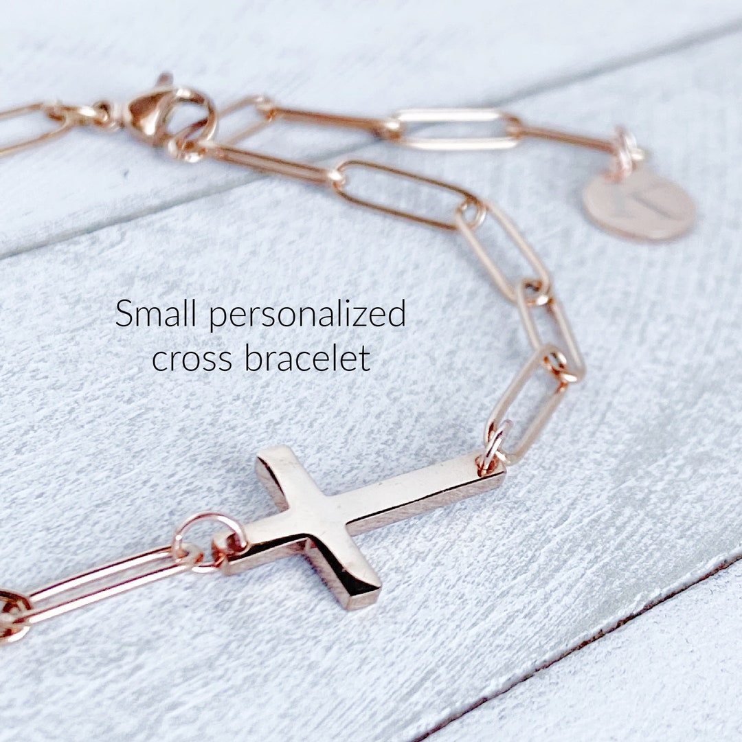 Cross Bracelet, Personalized Cross Bracelet, Gold Cross Bracelet ...