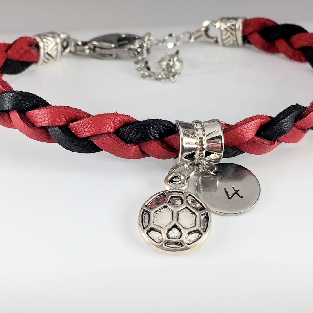 Soccer Player Bracelet * Leather Bracelet * Team Sport Jewelry ...