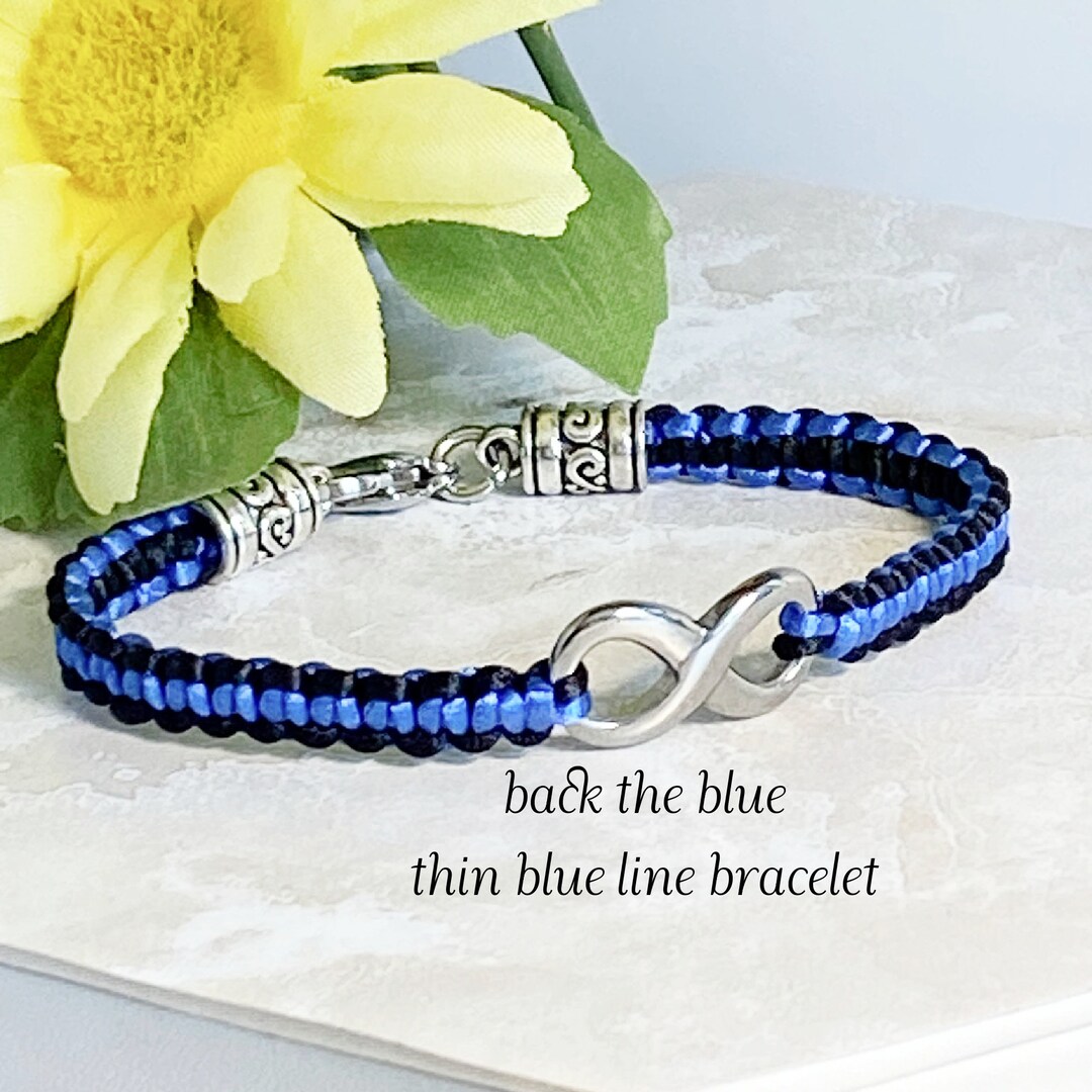Thin Blue Line Bracelet, Back the Blue Infinity Bracelet, Police ...
