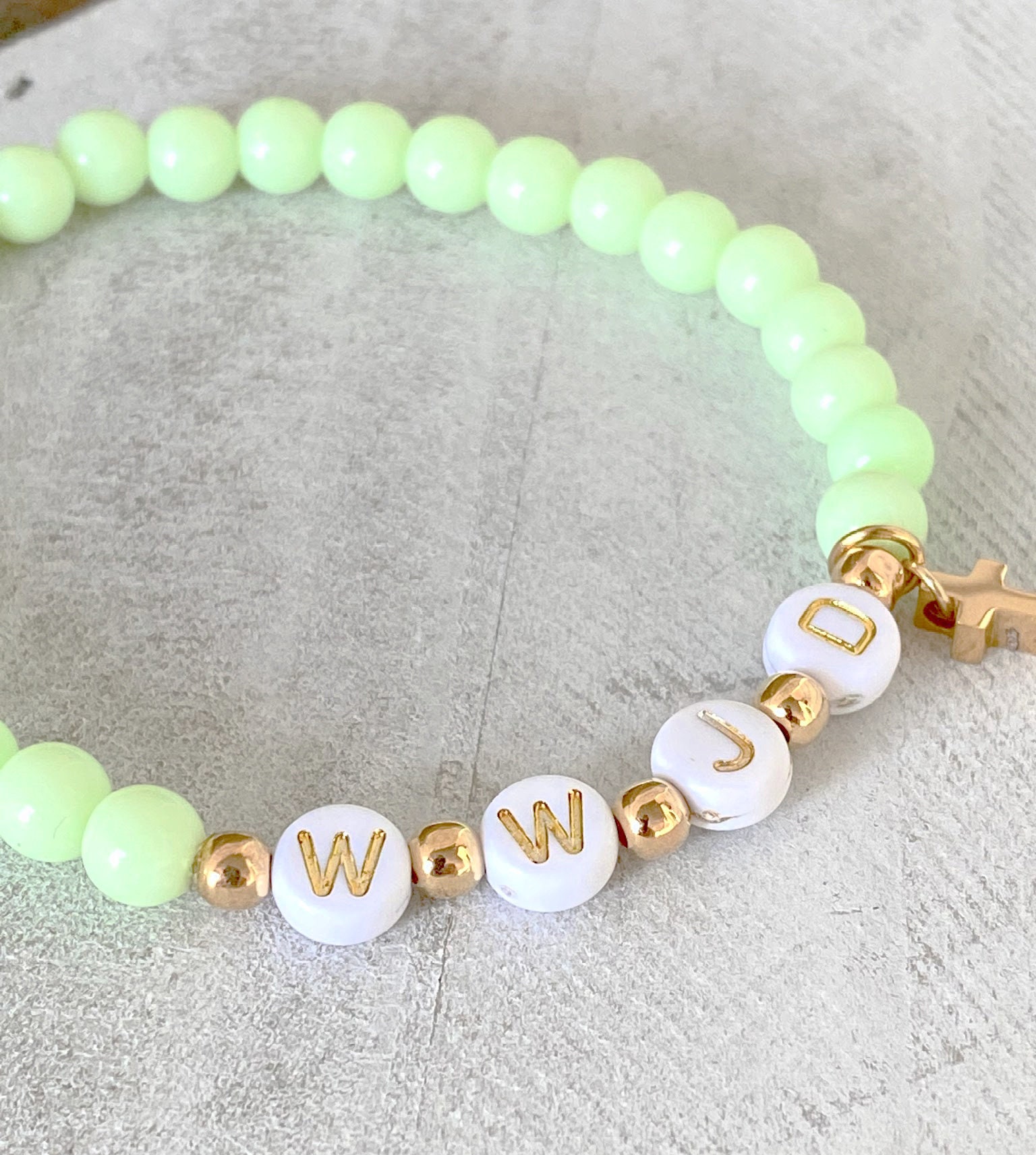 WWJD Bead Bracelet, Gold Cross Charm, Religious Gift - Etsy