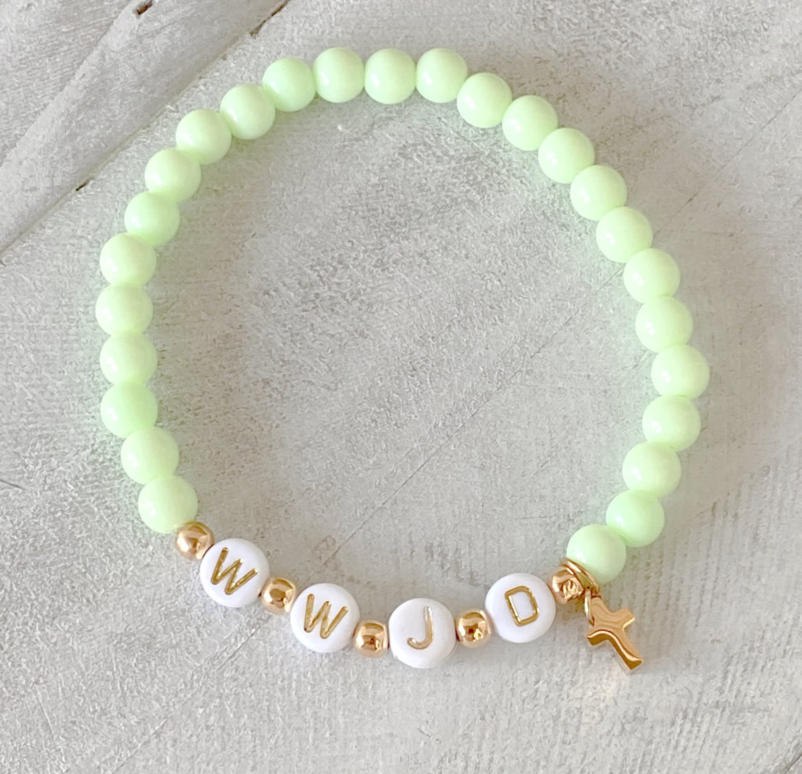 WWJD Bead Bracelet, Gold Cross Charm, Religious Gift - Etsy