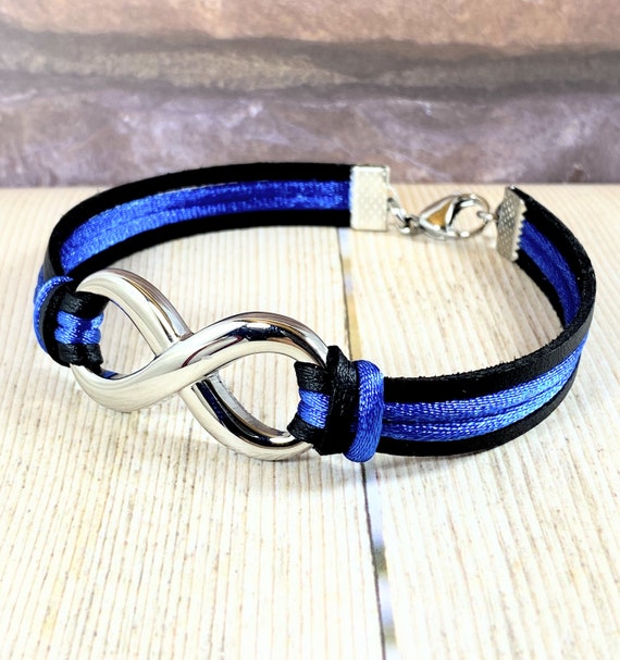 Thin Blue Line Bracelet for Him Back the Blue Infinity | Etsy