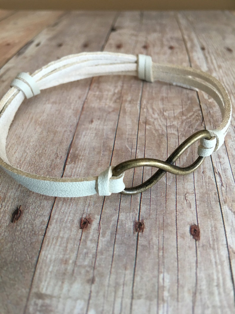 Infinity leather bracelet for Him Men's jewelry Bronze | Etsy