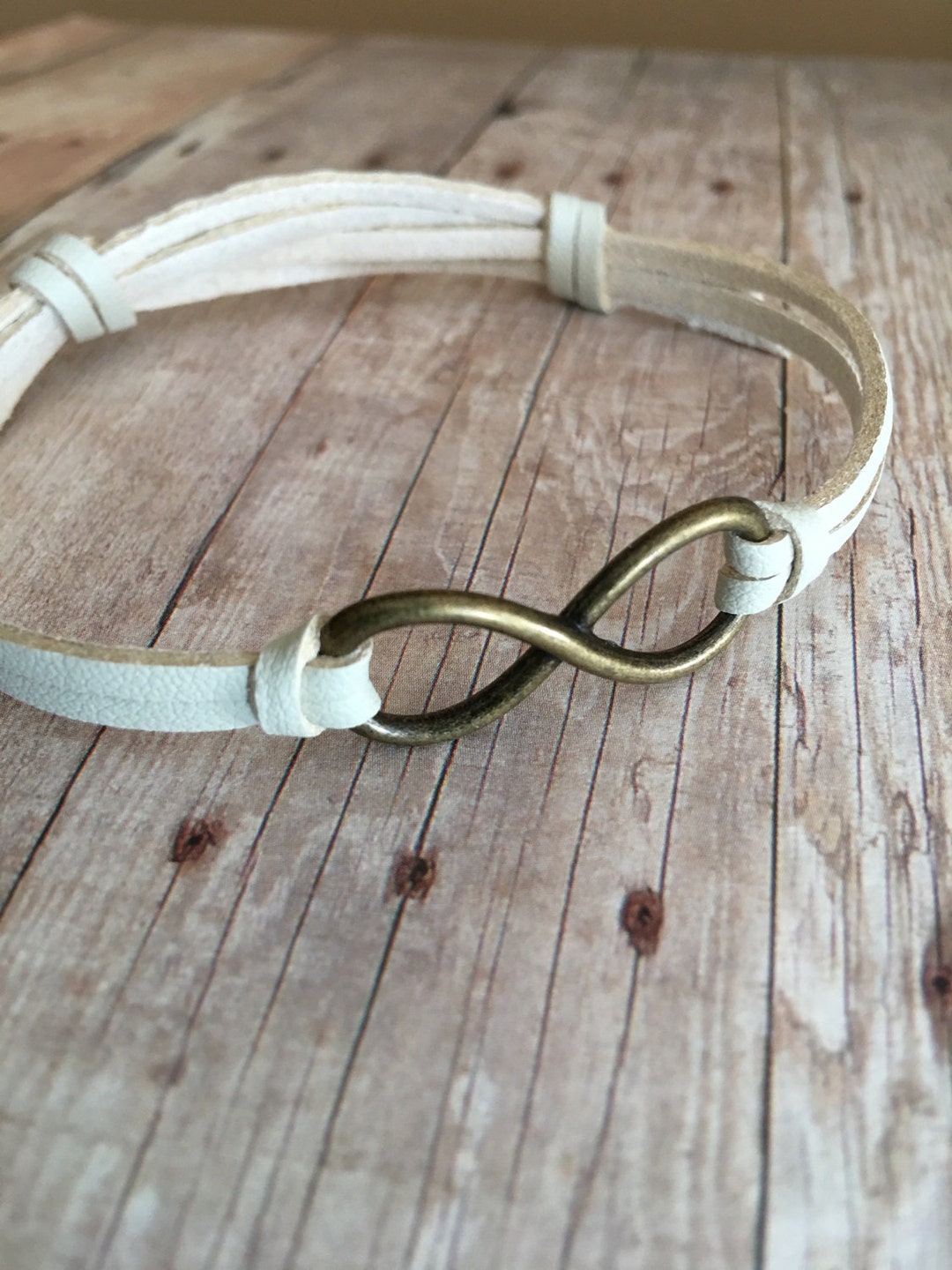 Infinity Leather Bracelet for Him, Men's Jewelry, Bronze Infinity ...